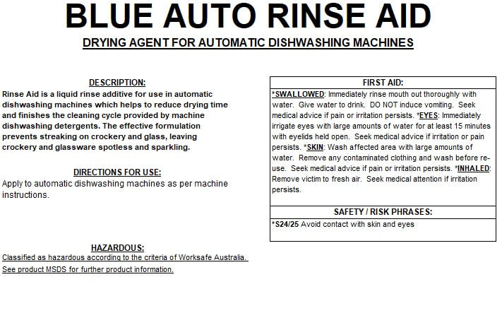 Rinse aid, auto blue | BSB Packaging – ShieldPak
